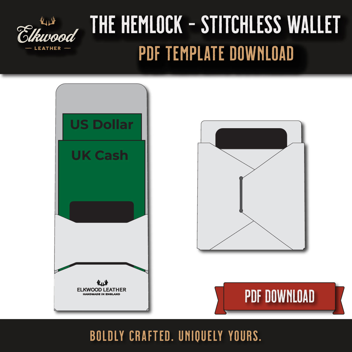 The Hemlock Stitchless Wallet - Digital Download (PDF Template ...